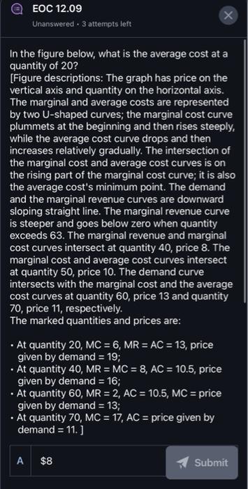 Solved In the figure below, what is the average cost at a | Chegg.com