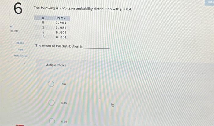 Solved The following is a Poisson probability distribution | Chegg.com