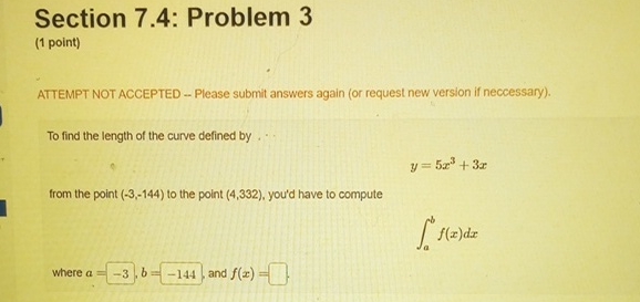 Solved Section 7.4: Problem 3(1 ﻿point)ATTEMPT NOT ACCEPTED | Chegg.com