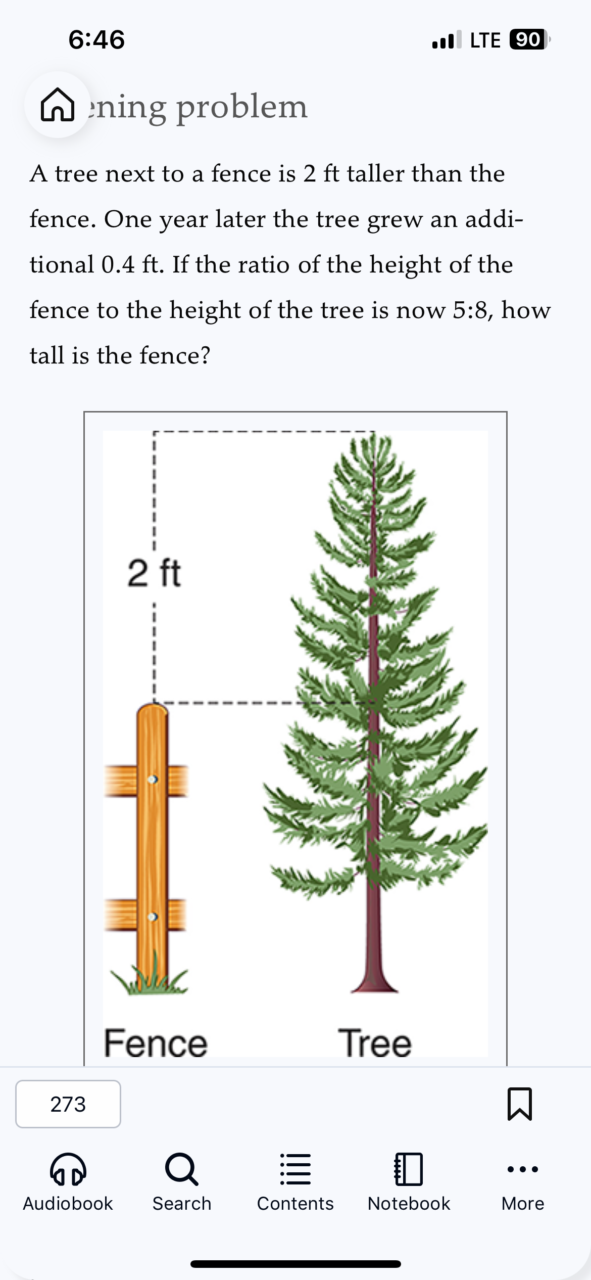 Solved widehat(Ω) ﻿:ning problemA tree next to a fence is | Chegg.com