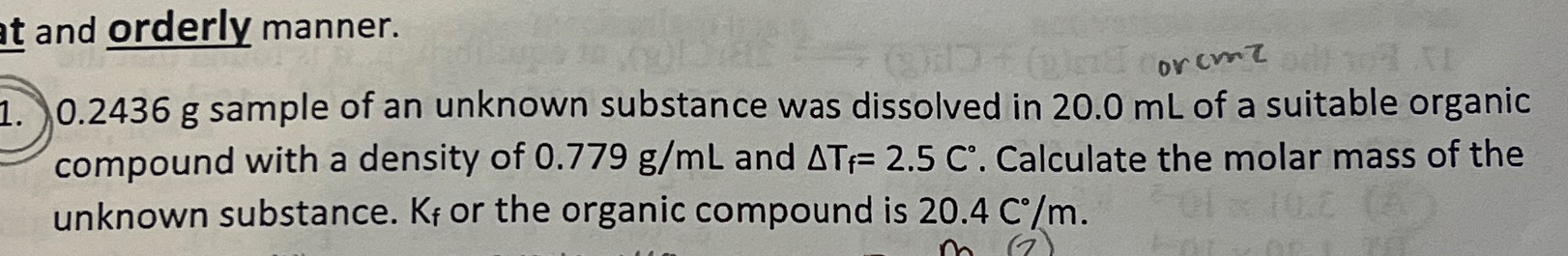 Solved 0.2436g ﻿sample of an unknown substance was dissolved | Chegg.com