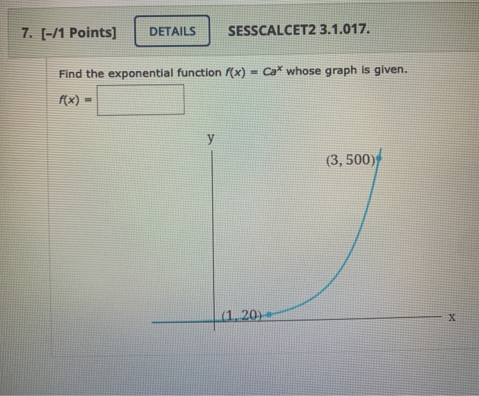 Solved 7. [-/1 Points] DETAILS SESSCALCET2 3.1.017. Find the | Chegg.com