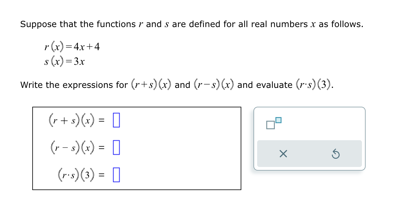 Solved Suppose that the functions r ﻿and s ﻿are defined for | Chegg.com