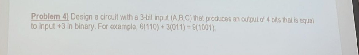 Solved Problem 4) ﻿Design a circuit with a 3-bit input | Chegg.com