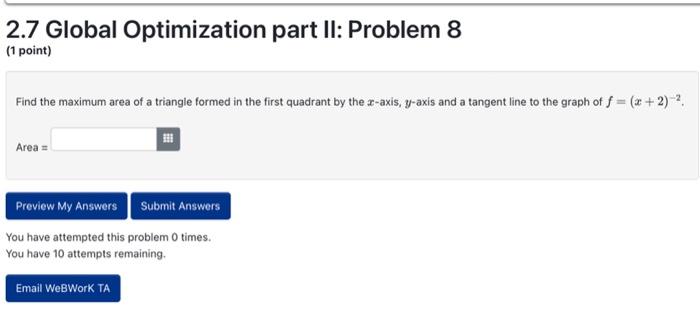 Solved 2.7 Global Optimization part II: Problem 8 (1 point) | Chegg.com