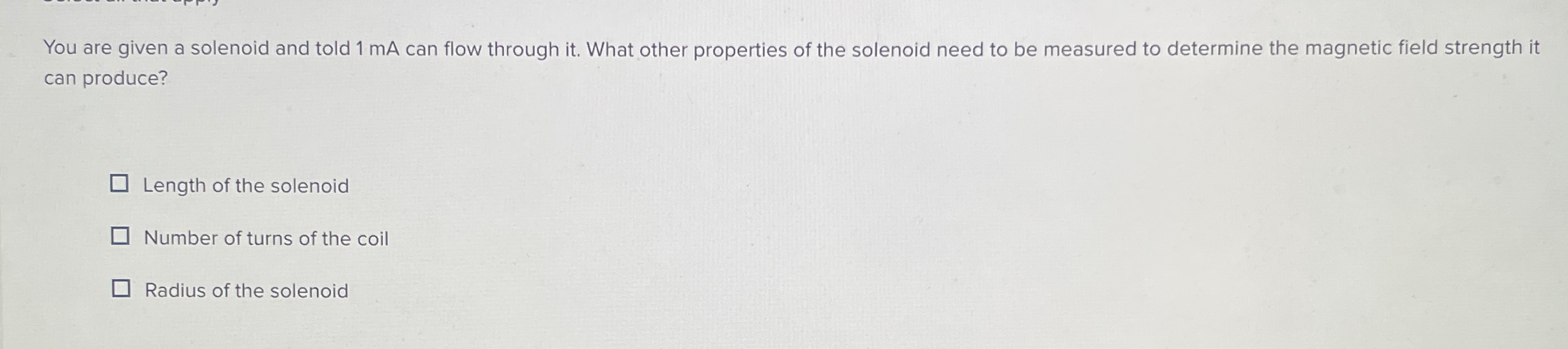 Solved You are given a solenoid and told 1mA ﻿can flow | Chegg.com