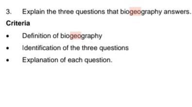 Solved 3. Explain the three questions that biogeography | Chegg.com