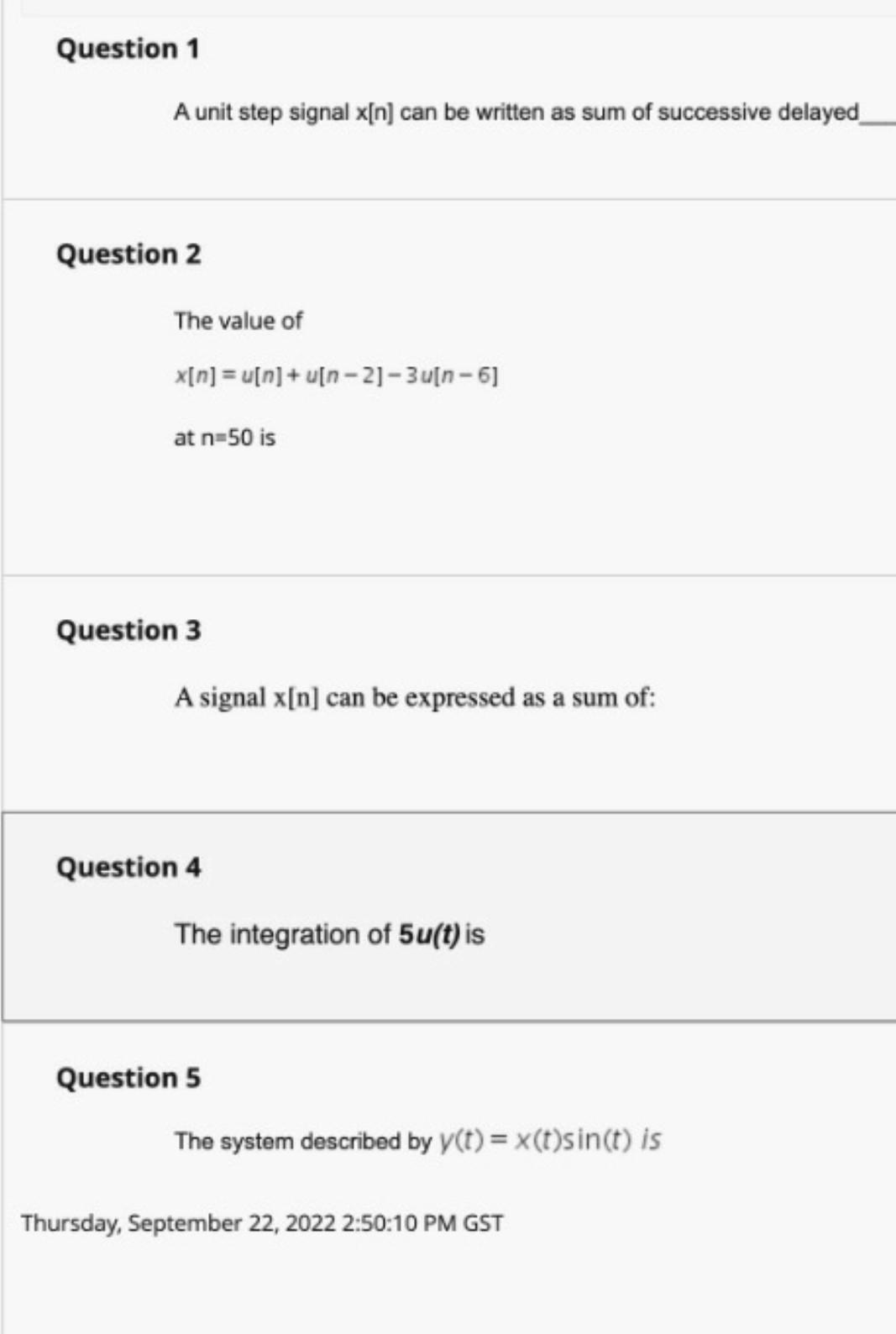 Solved A unit step signal x[n] can be written as sum of | Chegg.com