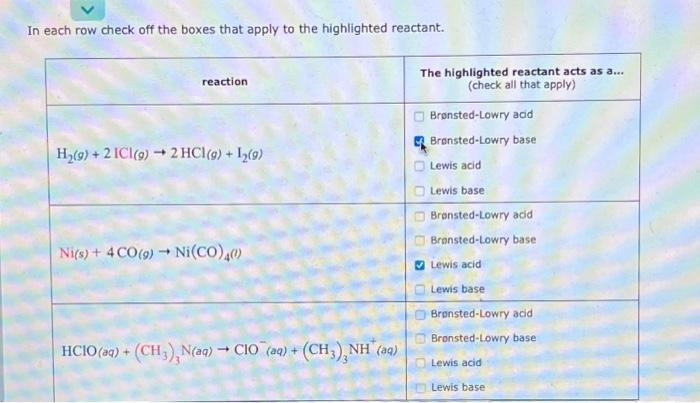 Solved In each row check off the boxes that apply to the | Chegg.com