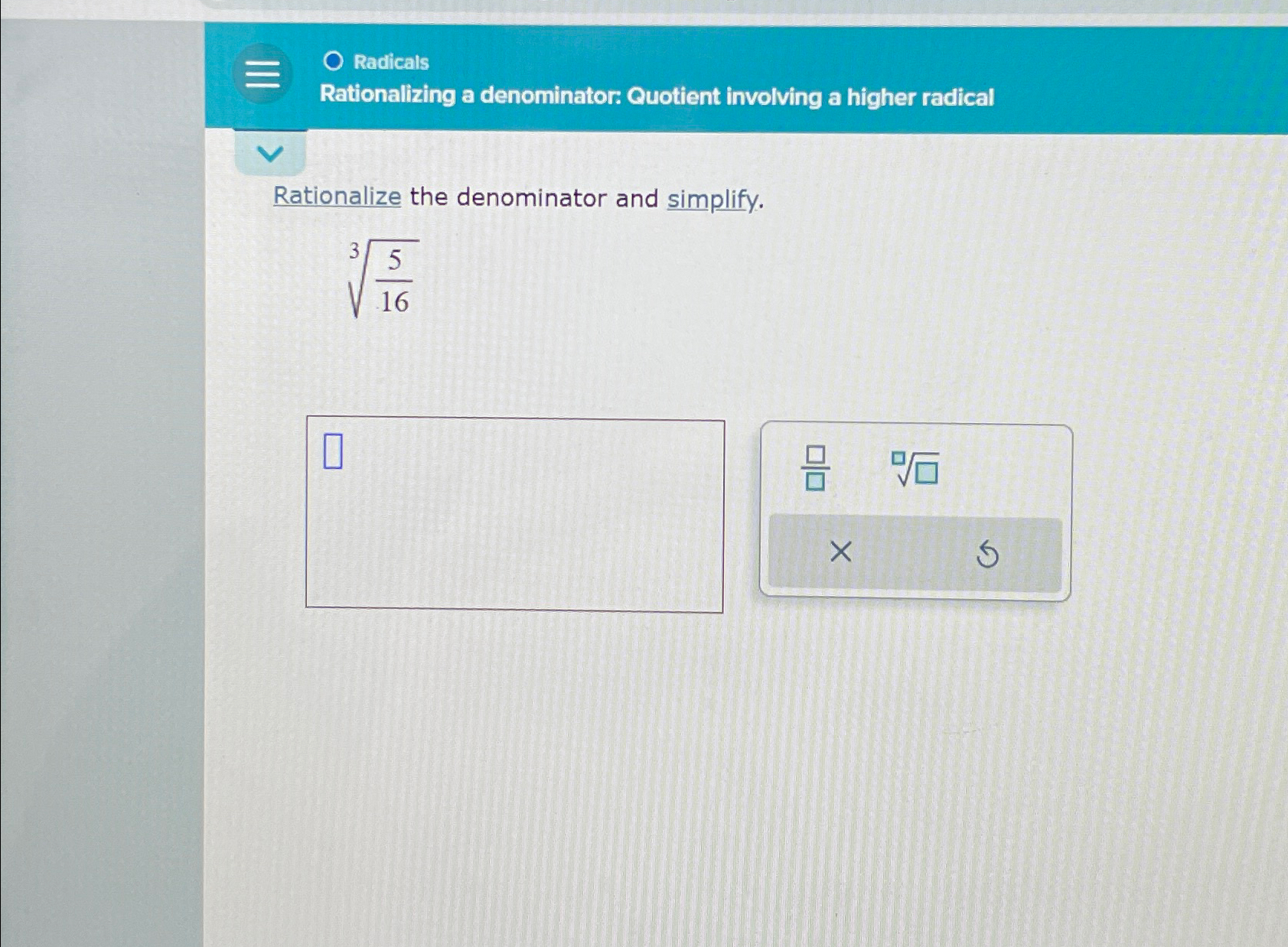 Solved RadicalsRationalizing a denominator: Quotient | Chegg.com