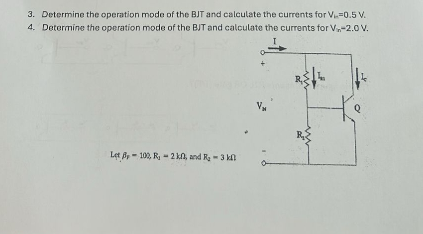 Solved Determine the operation mode of the BJT and calculate | Chegg.com