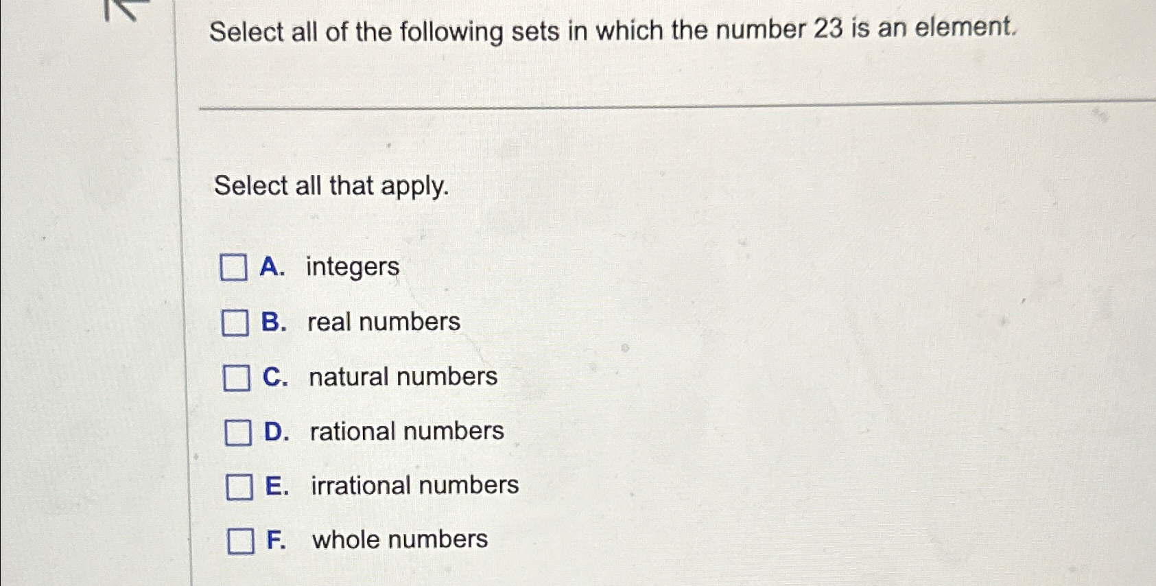 Solved Select all of the following sets in which the number | Chegg.com