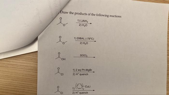 Solved Draw the products of the following reactions: io 1) | Chegg.com