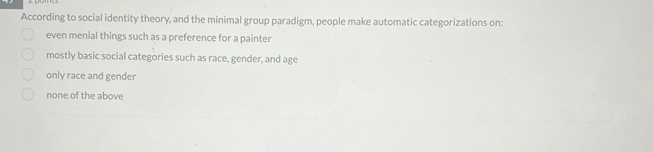 Solved According to social identity theory, and the minimal | Chegg.com