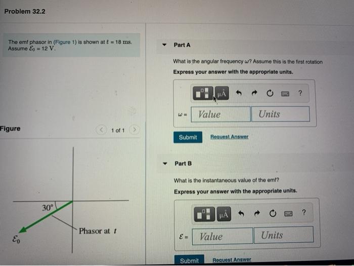 Solved Problem 32.2 The emf phasor in (Figure 1) is shown at | Chegg.com