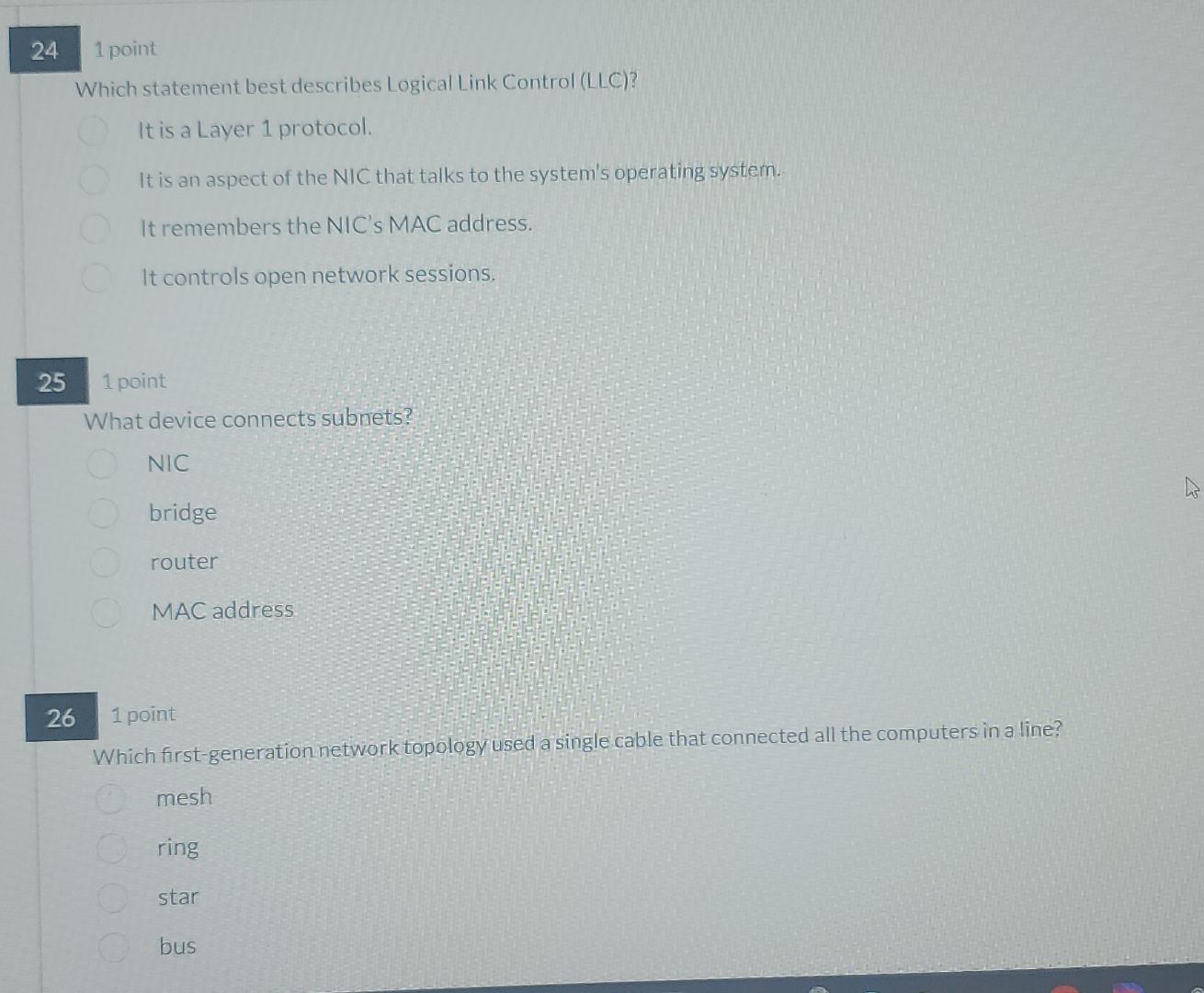 Solved 241 ﻿pointWhich statement best describes Logical Link | Chegg.com