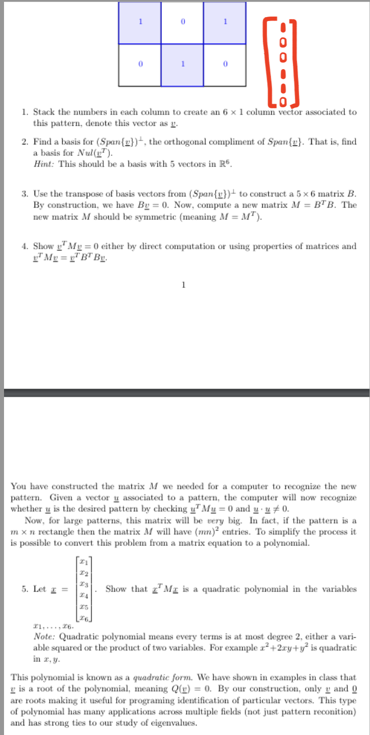 Solved Answer all the quesitons. I gave you the 6x1 ﻿vector | Chegg.com