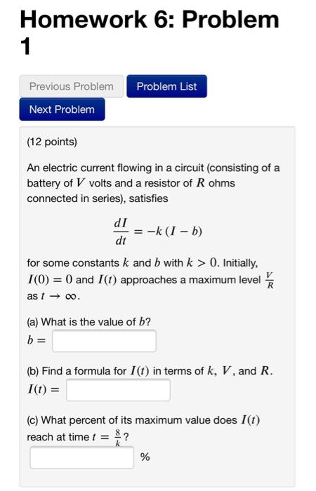 Solved Homework 6: Problem 1 Problem List Previous Problem | Chegg.com