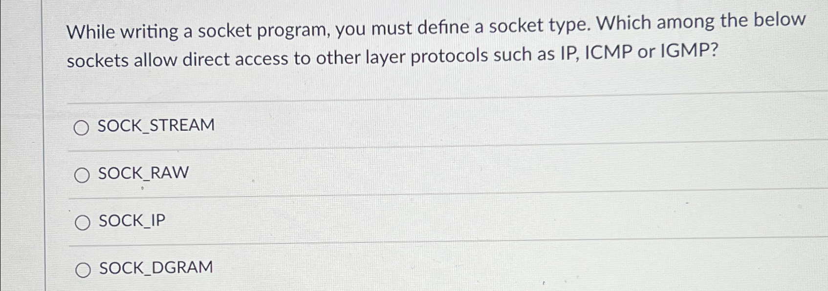 Solved While writing a socket program, you must define a | Chegg.com