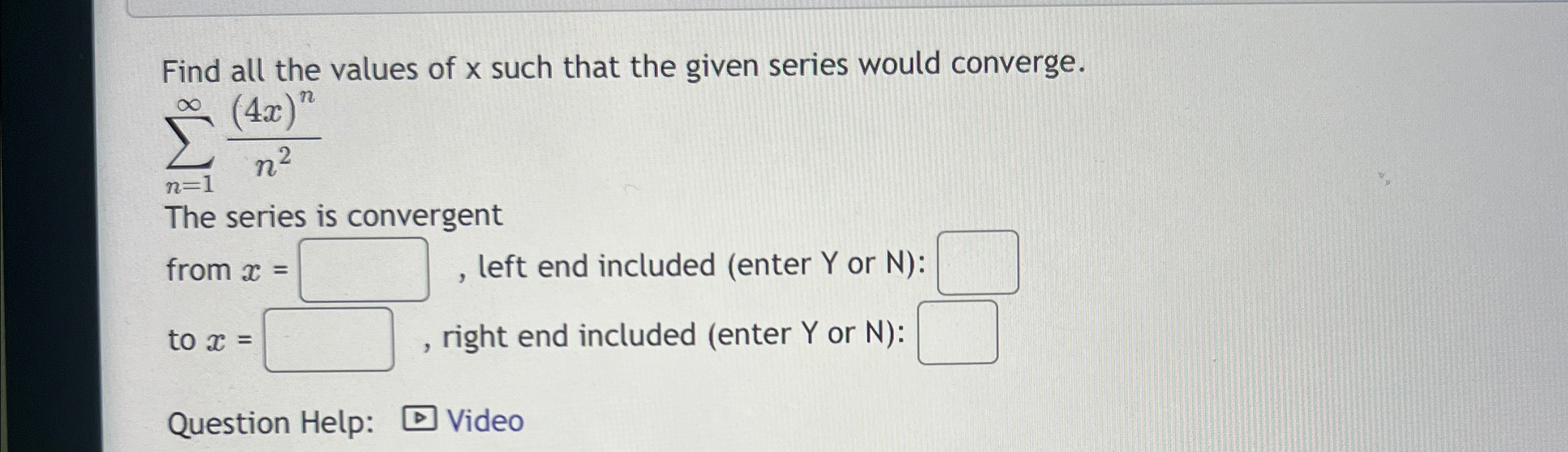 Solved Find all the values of x ﻿such that the given series | Chegg.com