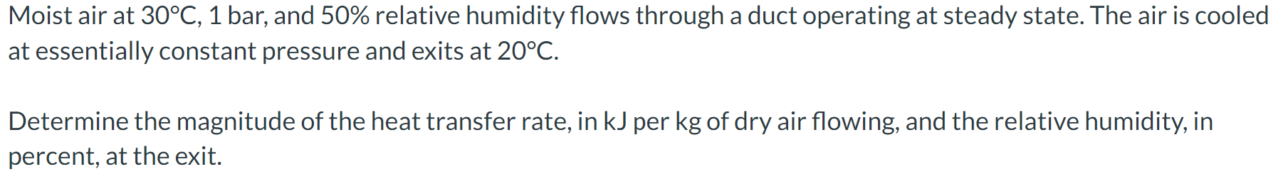 Solved Moist air at 30°C,1 ﻿bar, and 50% ﻿relative humidity | Chegg.com