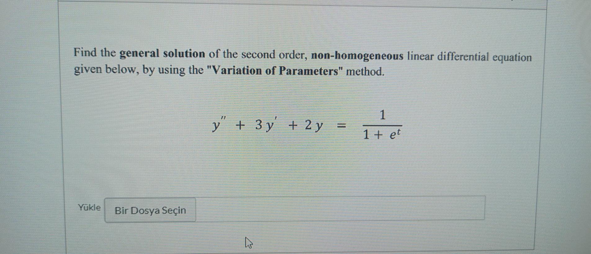 Solved Find the general solution of the second order, | Chegg.com