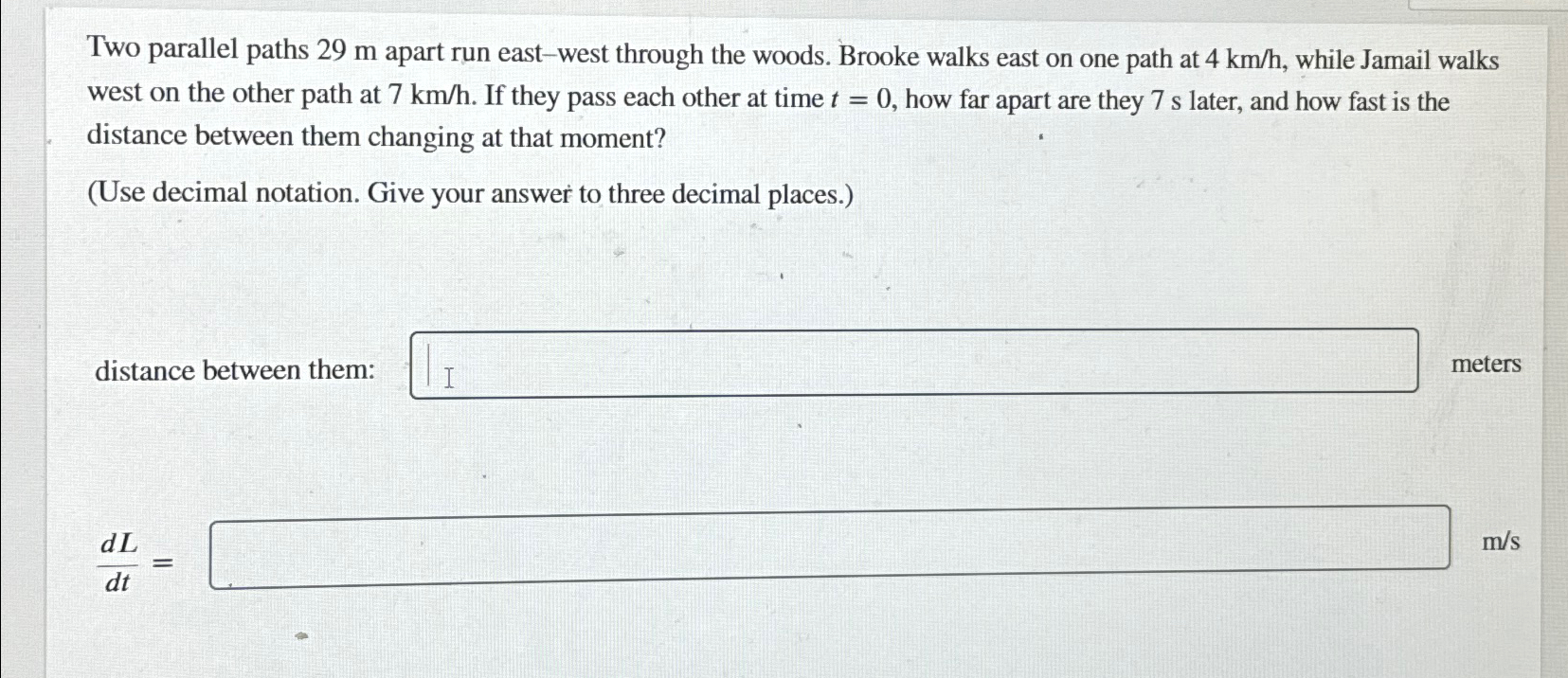 Solved Two parallel paths 29m ﻿apart run east-west through | Chegg.com