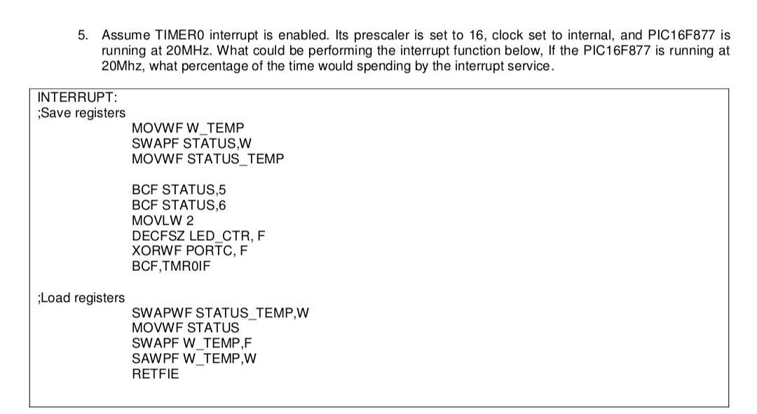 Solved 5. Assume TIMERO interrupt is enabled. Its prescaler | Chegg.com