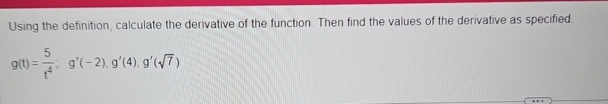 Solved Using the definition, calculate the derivative of the | Chegg.com