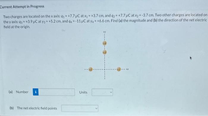 Solved Two charges are located on the x axis: q1=+7.7μC at | Chegg.com