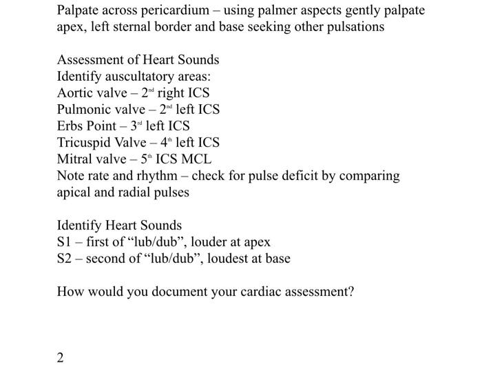 Solved Palpate across pericardium – using palmer aspects | Chegg.com