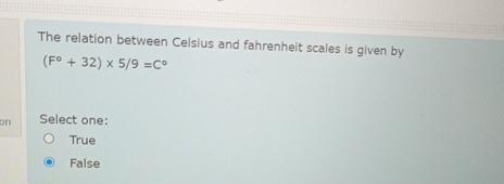 Solved The relation between Celsius and fahrenheit scales is | Chegg.com
