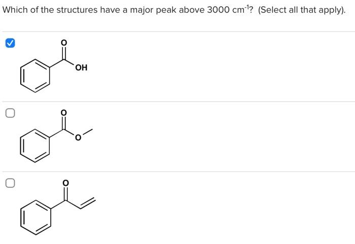 Solved Which of the structures have a major peak above 3000 | Chegg.com