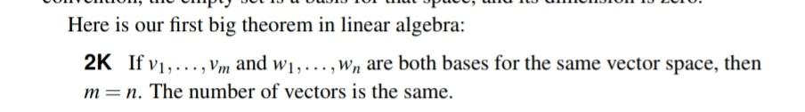 Solved Here is our first big theorem in linear algebra: 2K | Chegg.com