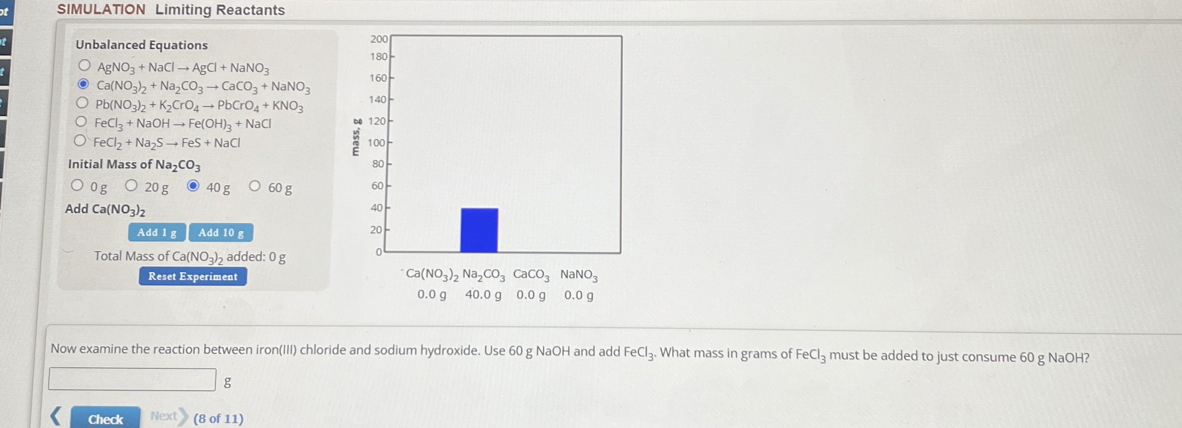 Solved SIMULATION Limiting ReactantsUnbalanced | Chegg.com