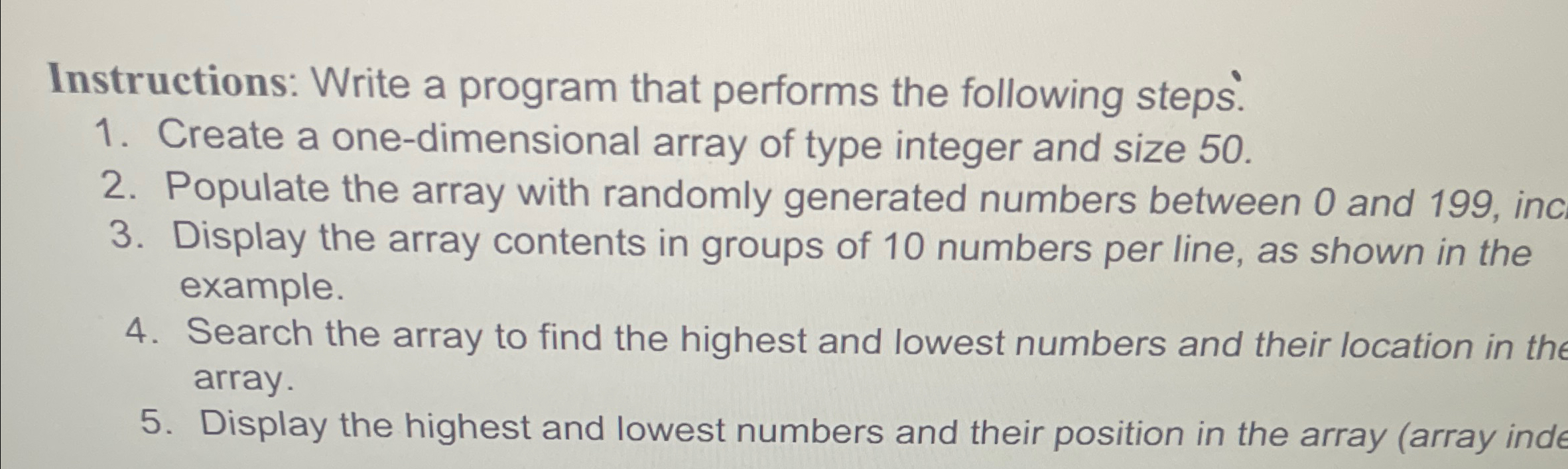 Solved Instructions: Write a program that performs the | Chegg.com