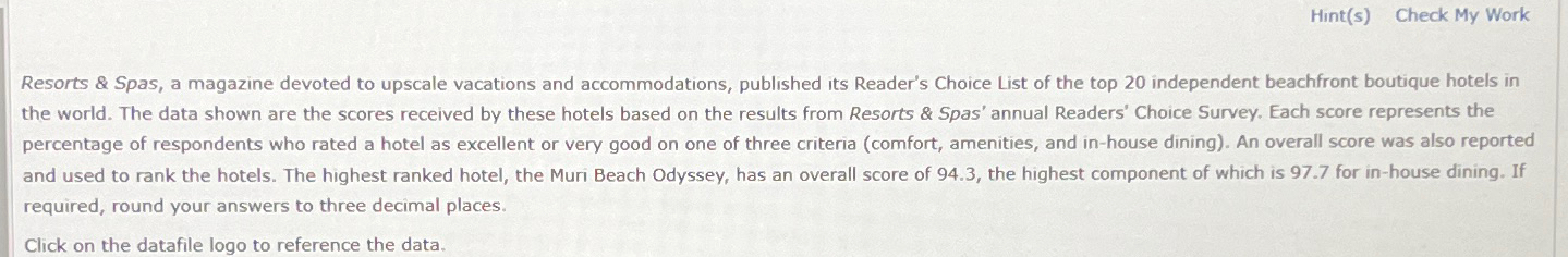 Solved Hint(s) ﻿Check My WorkResorts & Spas, a magazine | Chegg.com