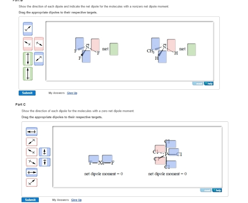 Solved Show the direction of each dipole and indicate the | Chegg.com