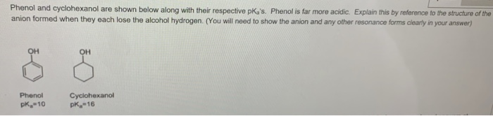 Solved Phenol and cyclohexanol are shown below along with | Chegg.com