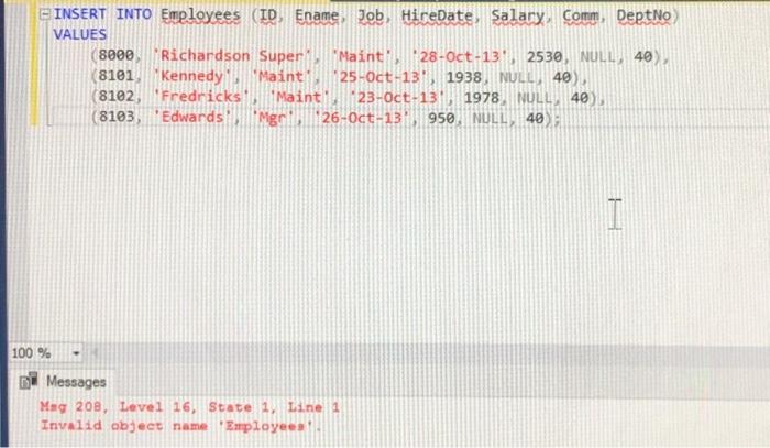 Solved Im trying to create an employee table. Why does this | Chegg.com
