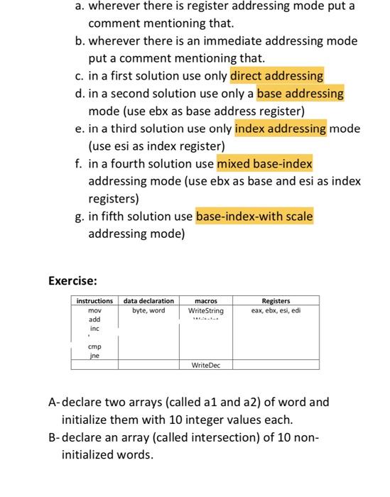 Solved 1- Practice: Addressing Modes: use the given program | Chegg.com