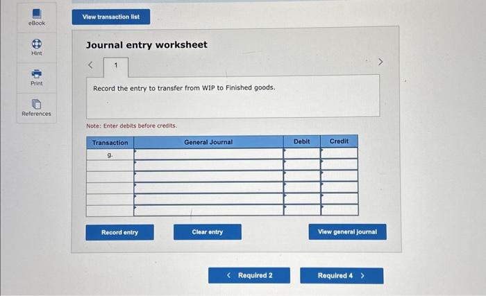 Solved Journal entry worksheet Other manufacturing overhead | Chegg.com