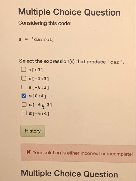 Solved Multiple Choice Question Considering this code: s = | Chegg.com