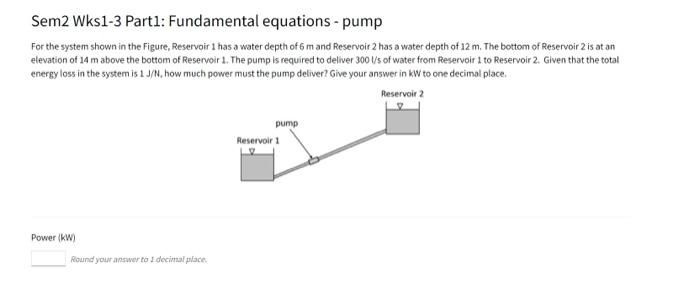 Solved Sem2 Wks1-3 Part1: Fundamental equations - pump For | Chegg.com