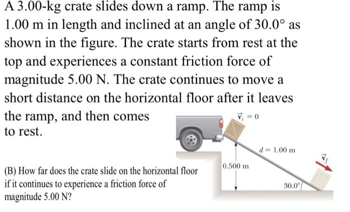 Solved A 3.00-kg crate slides down a ramp. The ramp is 1.00 | Chegg.com