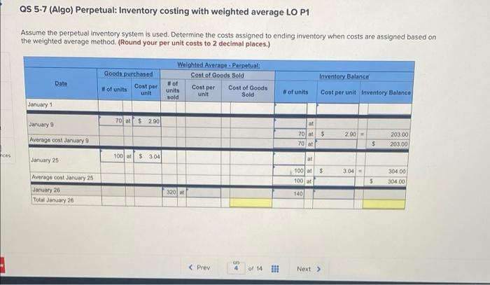 Solved QS 5-7 (Algo) Perpetual: Inventory costing with | Chegg.com