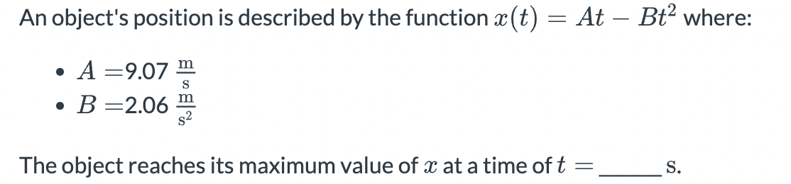 Solved An object's position is described by the function | Chegg.com