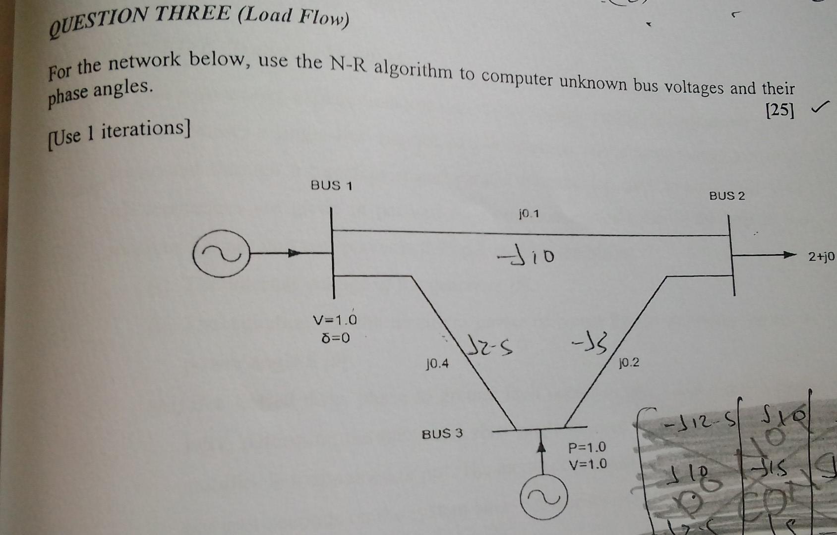 Solved 1 QUESTION THREE (Load Flow) For the network below, | Chegg.com