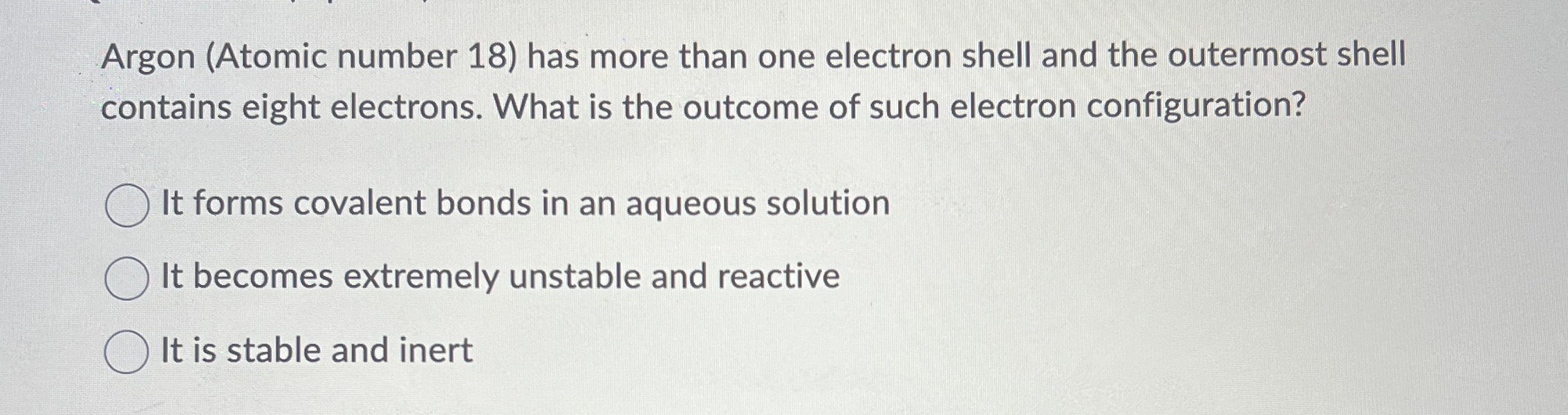 Solved Argon (Atomic number 18) ﻿has more than one electron | Chegg.com