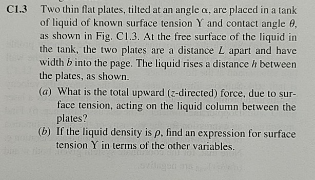 Solved C1.3 Two thin flat plates, tilted at an angle a, are | Chegg.com